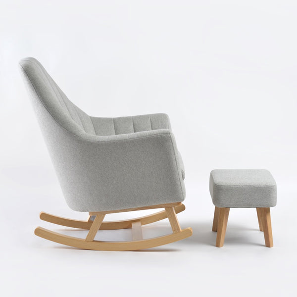 Babylo Willow Nursing Rocking Chair & Footstool Set - Grey– Baby Moon ...